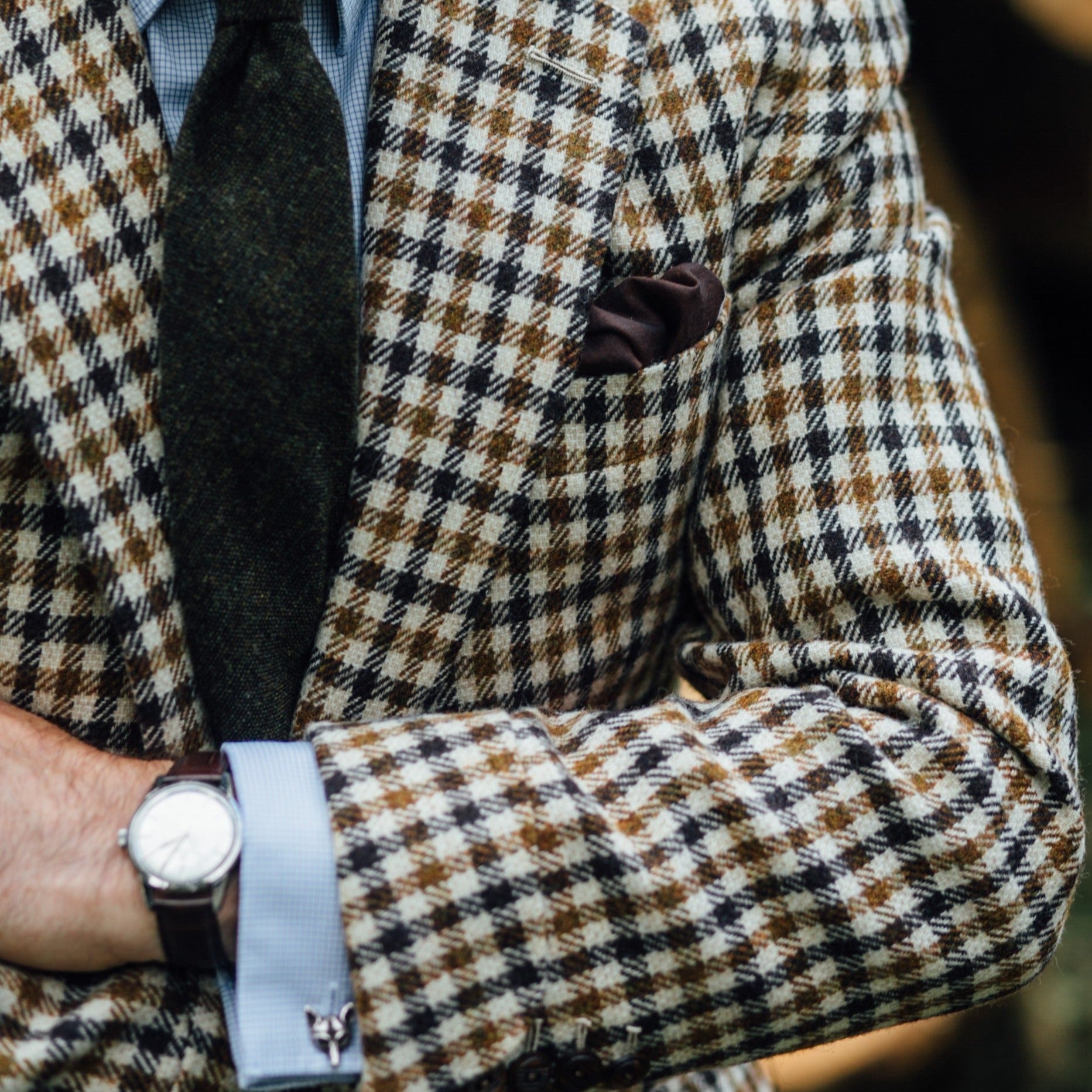 TD50 : Large Tonal Brown Gunclub Check Tweed – Fox Brothers & Co Ltd