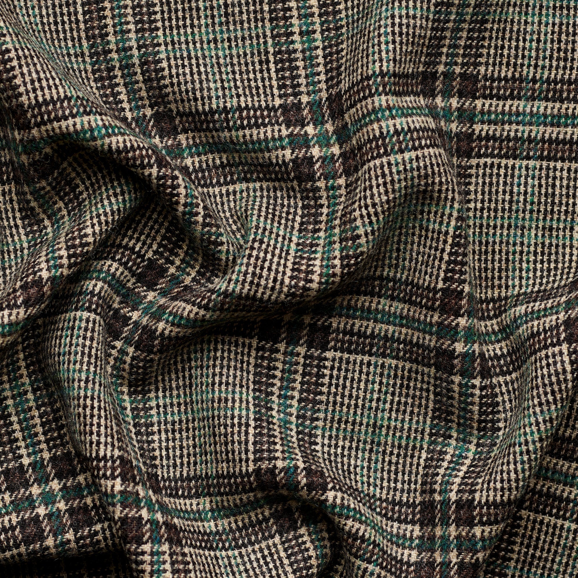 TD48 : Chocolate, Taupe and Emerald Check Tweed – Fox Brothers & Co Ltd