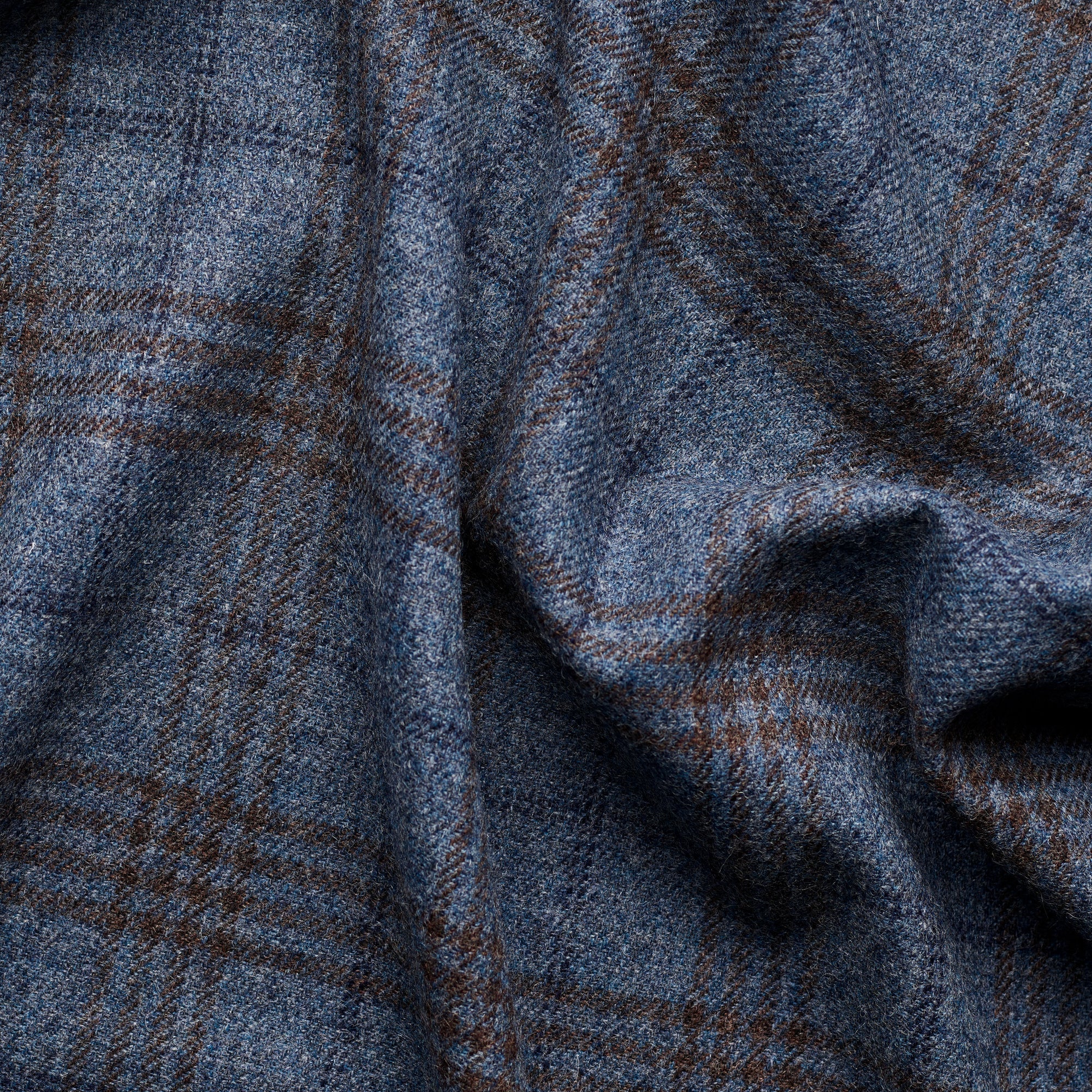 TD66 : Mid-Blue Tweed with Chocolate & Navy Windowpane Deco – Fox ...